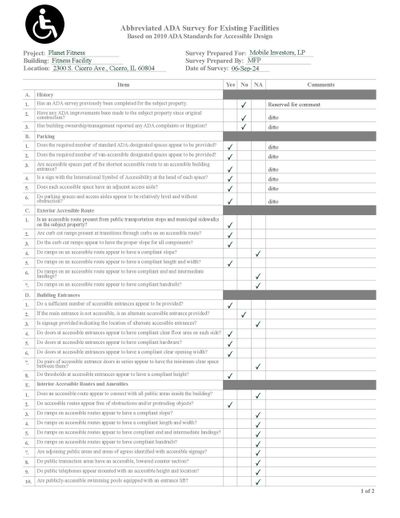 Abbreviated ADA Condition Survey @ EasyPDF™ Forms LLC